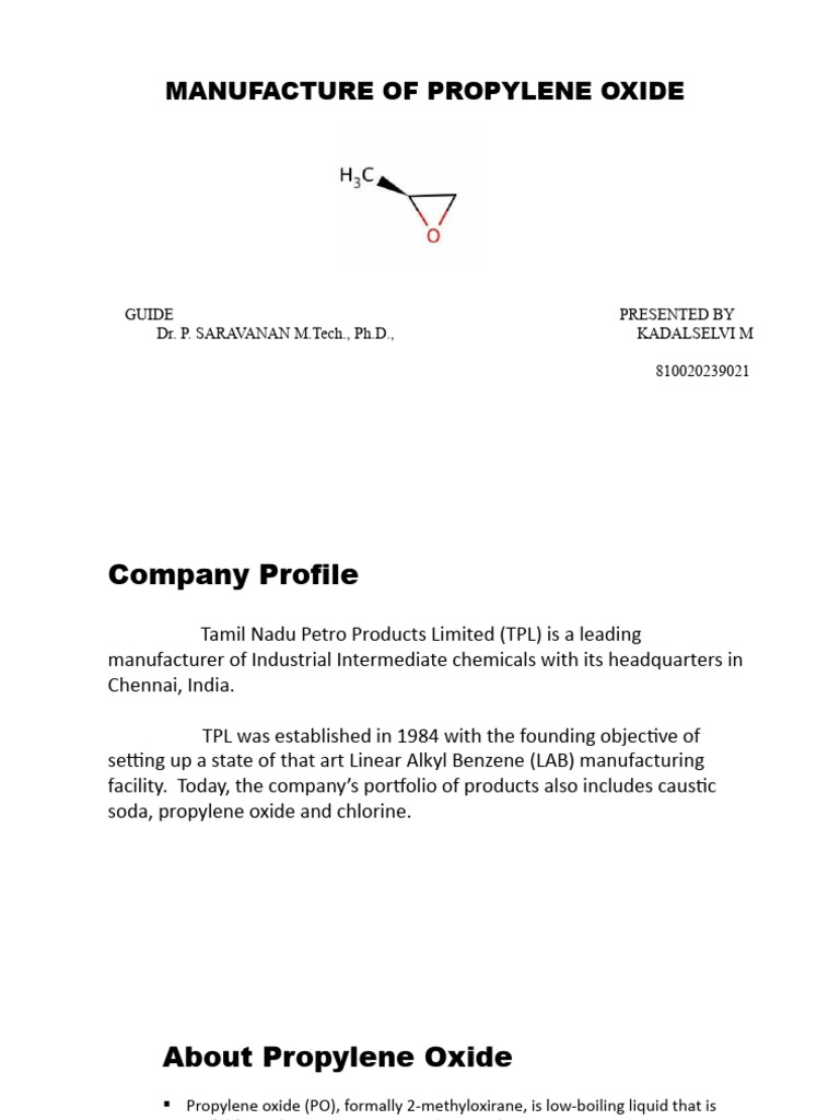 Propylene Oxide PPT | PDF