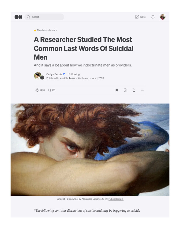 A Researcher Studied The Most Common Last Words of Suicidal Men ...