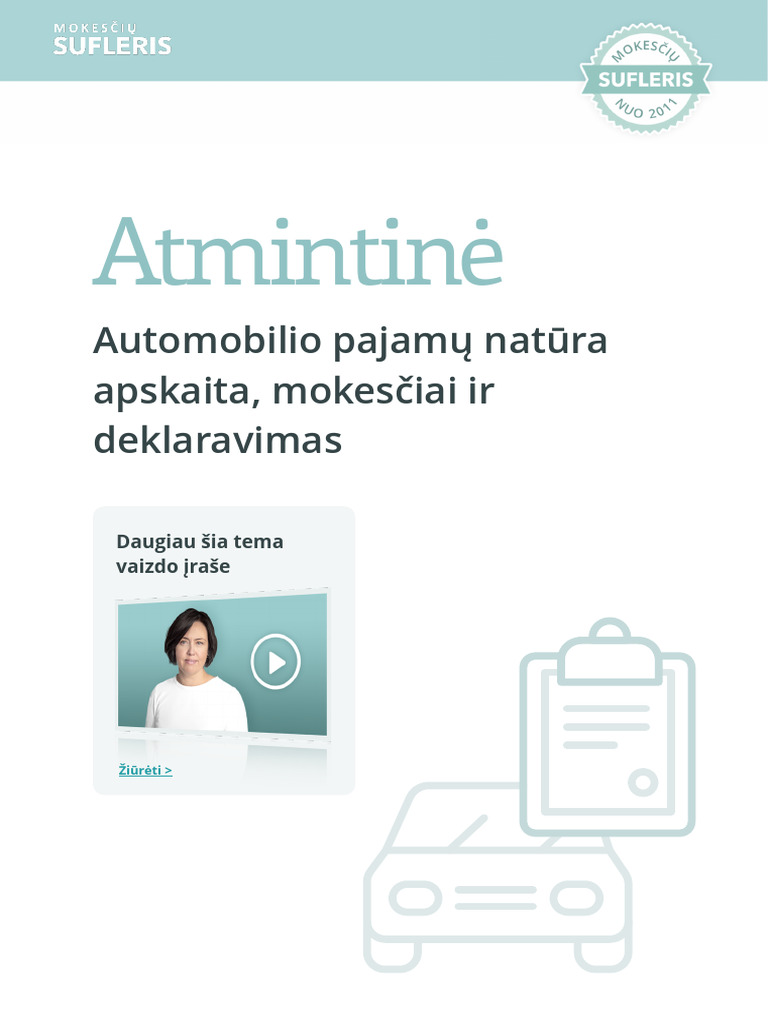 Atmintine Automobilio Pajamu Natura Apskaita Mokesciai Ir Deklaravimas ...