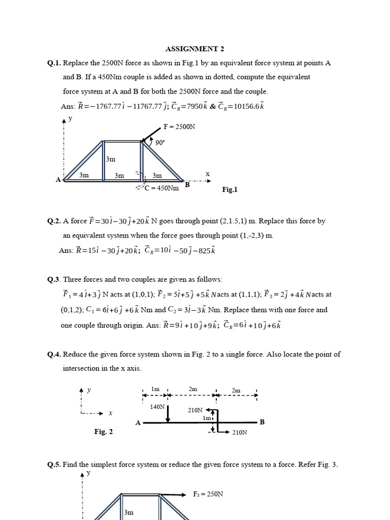Engineering Mechanics Assignment On Forces Equilibrium. | PDF ...
