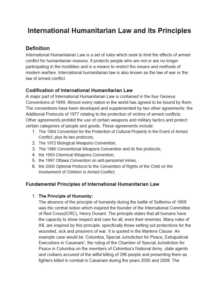 International Humanitarian Law and Its Principles | PDF | International Humanitarian Law ...