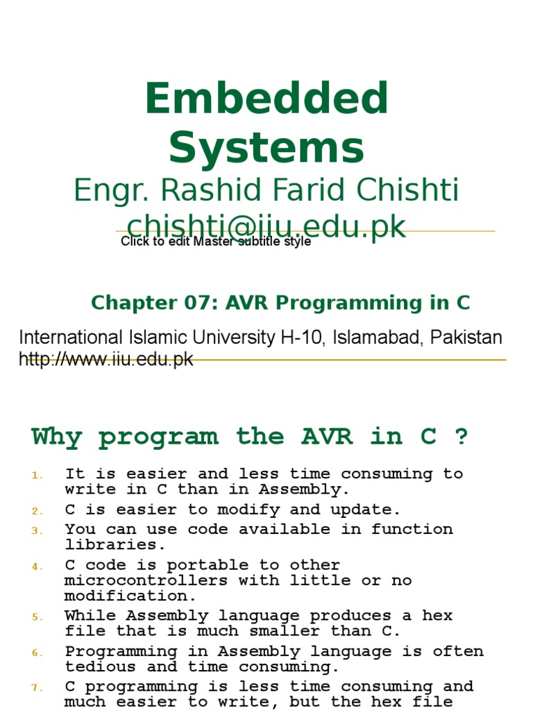 Ch07 AVR Programming in C | PDF | C (Programming Language) | Input/Output