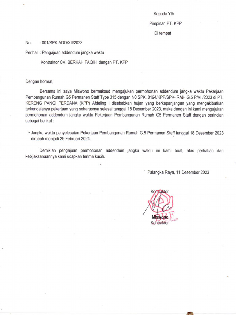 Addendum G5 Permanent PT KPP | PDF