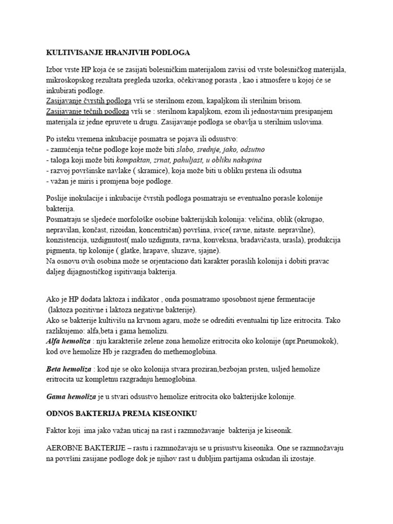 Kultivisanje Hranjivih Podloga | PDF