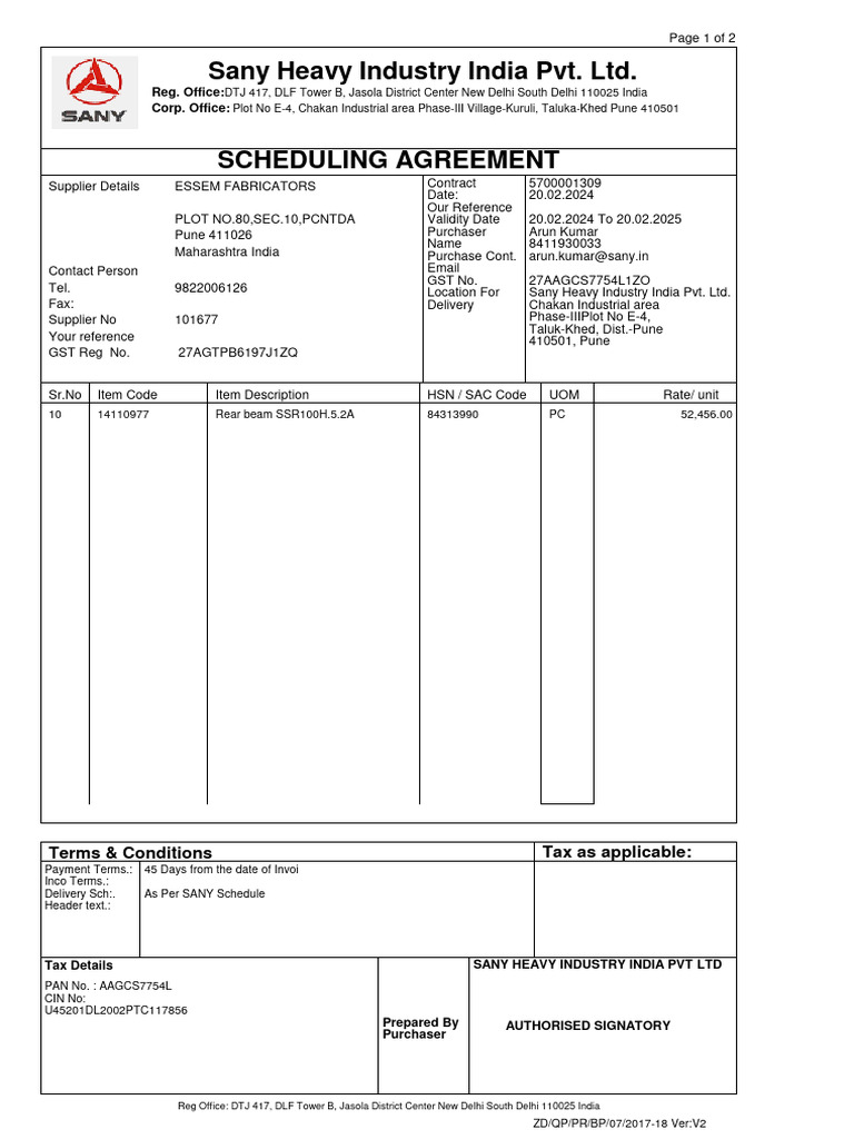 Essem SSR120 Counterweight | PDF | Procurement | Sales
