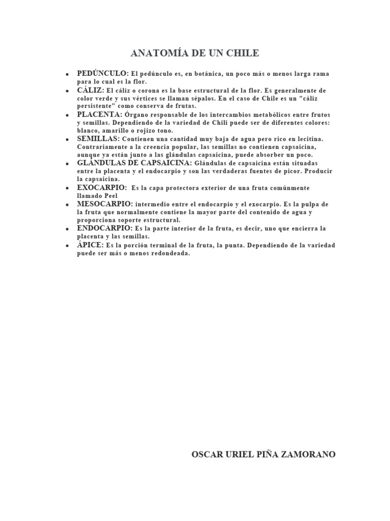 Anatomía del Chile: Partes Esenciales | PDF | Ciencia y matemáticas