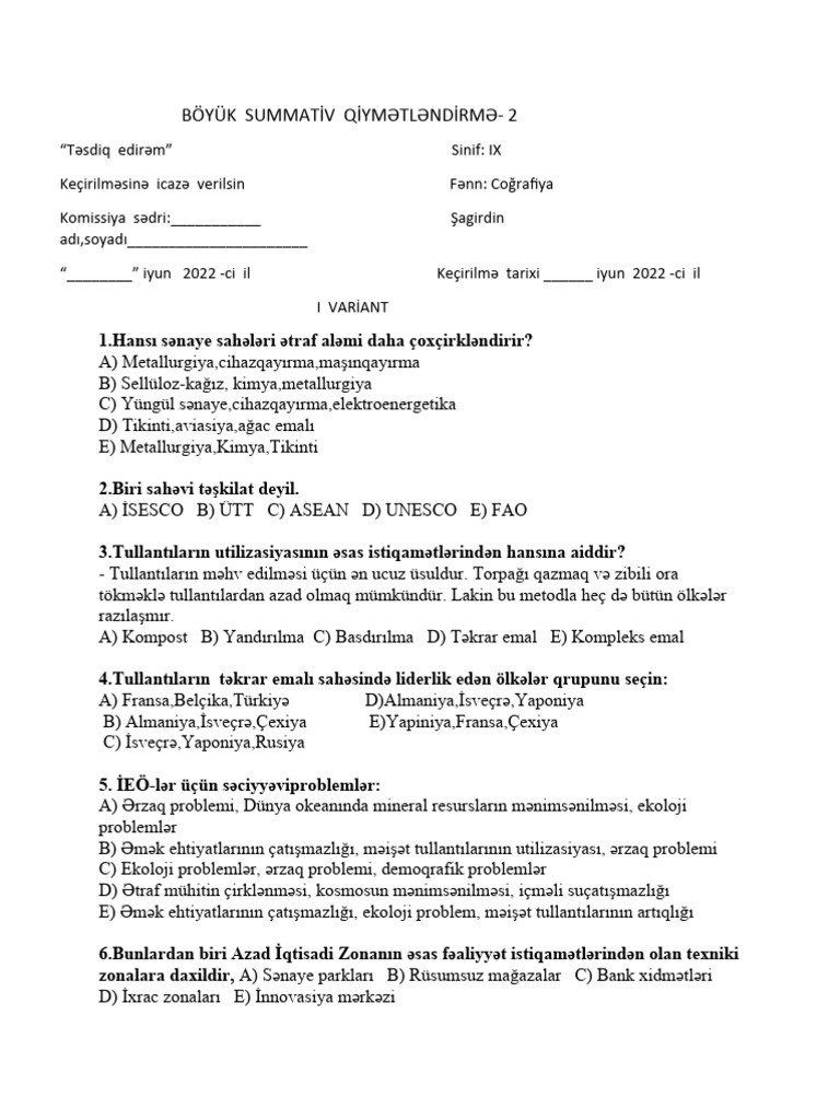 Coğrafiya BSQ 2 II | PDF