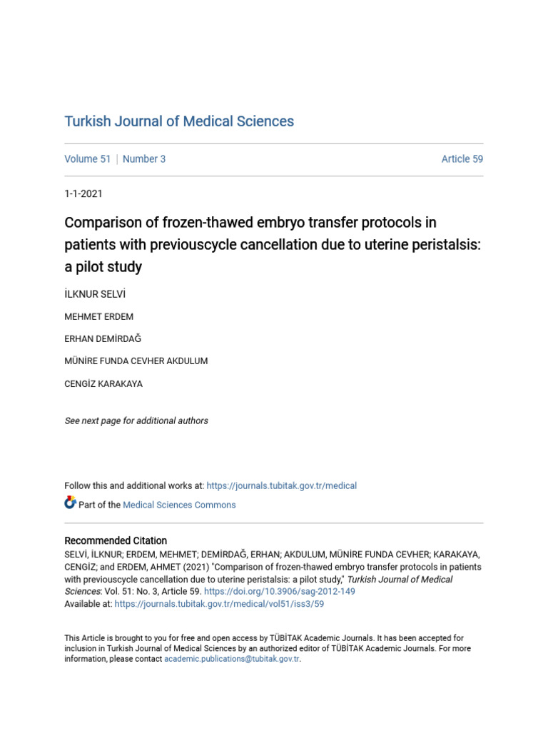 Comparison of Frozen-Thawed Embryo Transfer Protocols in Patients | PDF ...