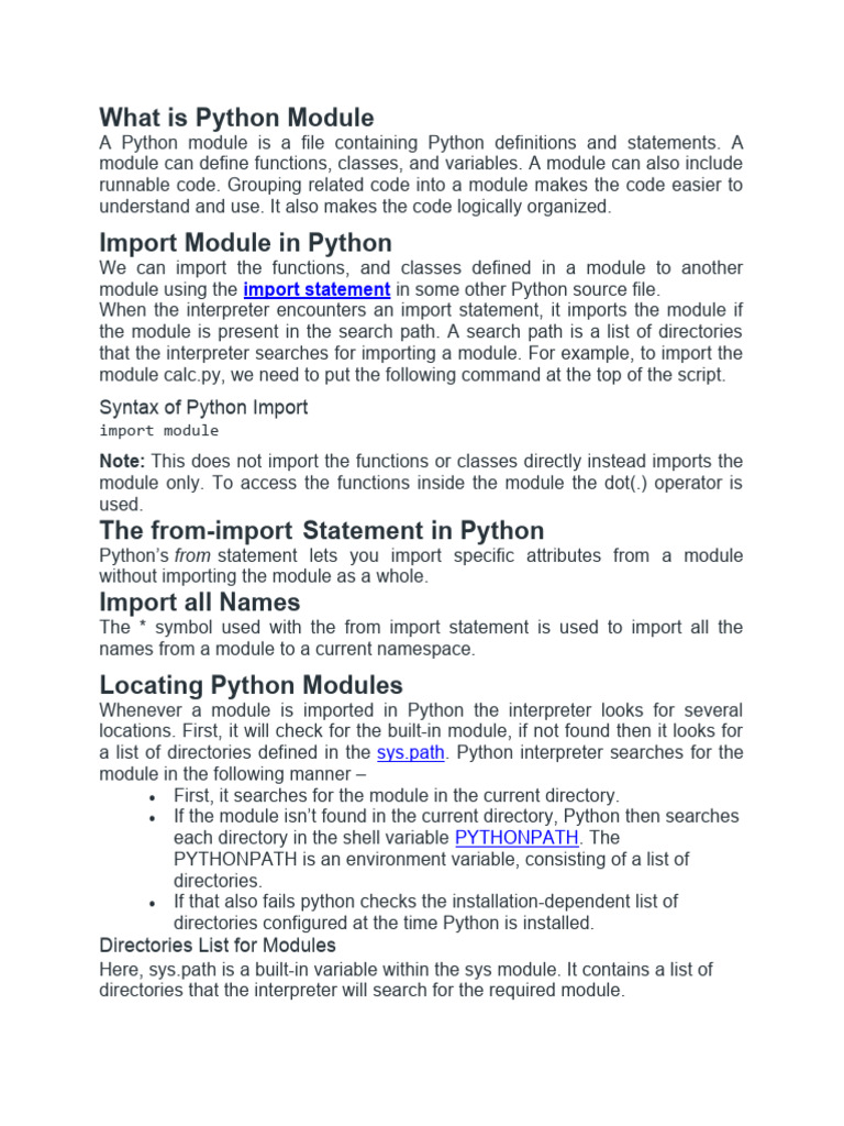 What Is Python Module Pdf