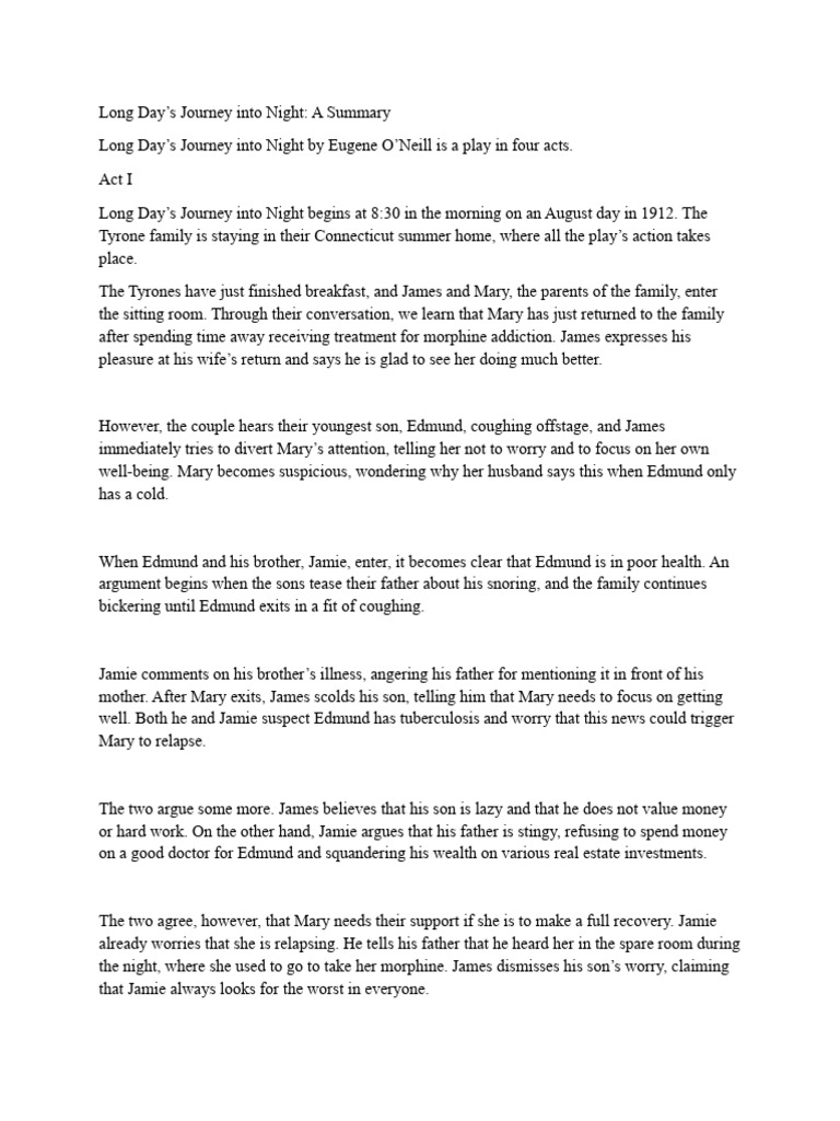 Long Day's Journey into Night Summary | PDF