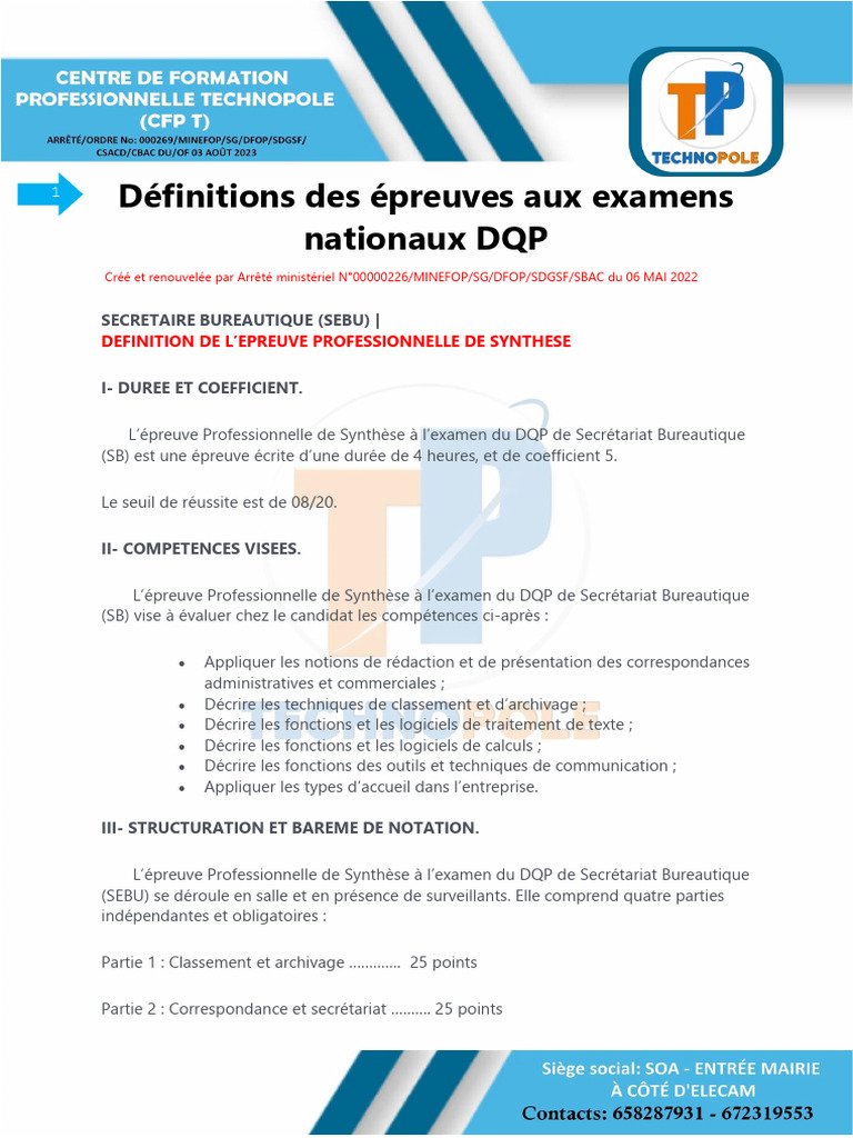 Épreuves DQP Secrétariat Bureautique et Comptable | PDF | Informatique ...