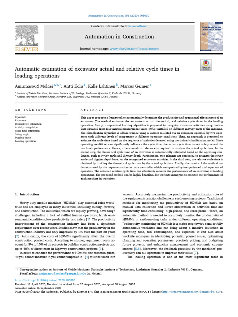 Automating Excavator Cycle Time Estimation | PDF | Deep Learning ...