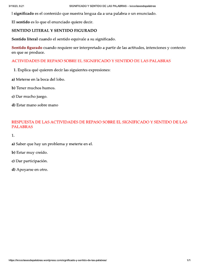 Sentido y Significado | PDF