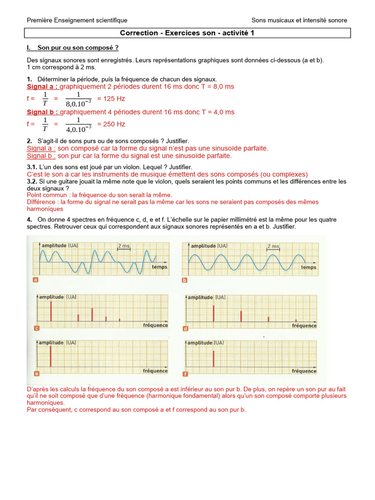 Exercices Son Corrigé | PDF