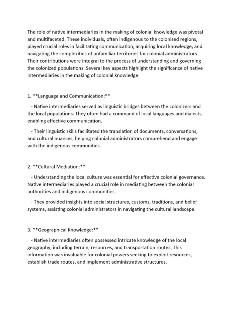 Native Intermediaries in Colonial Knowledge | PDF | Postcolonialism ...