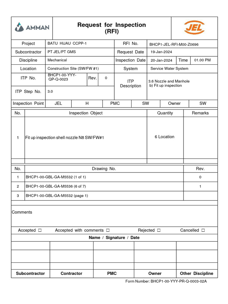 Mechanical Inspection Request | PDF | Tanks