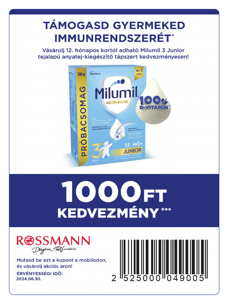 Milumil Junior 3 300g-Os Kupon Rossmann | PDF