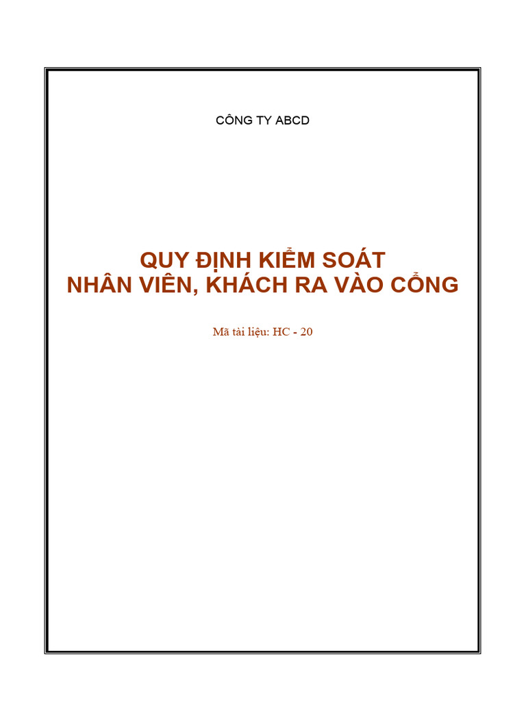Mau Quy Dinh Kiem Soat Nhan Vien Va Khach Hang | PDF