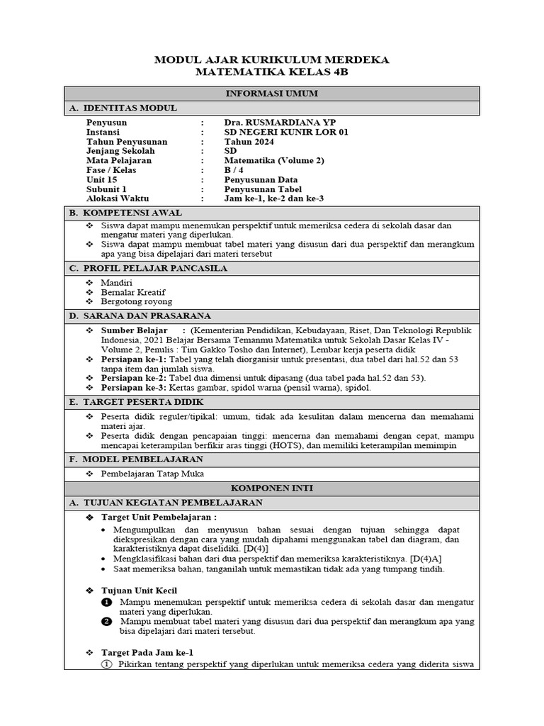 M A MTK 2 Kelas 4 Semester 2 | PDF