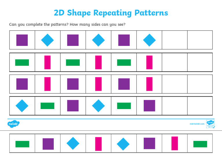 T M 33026 Shapes With 4 Sides 2d Shape Repeating Patterns Activity Ver 3 | PDF