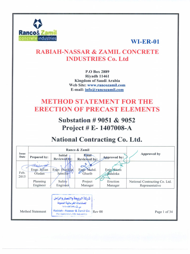 1 Method Statement (SUBSTATION # 9051 9052-NCC) | PDF | Technology ...