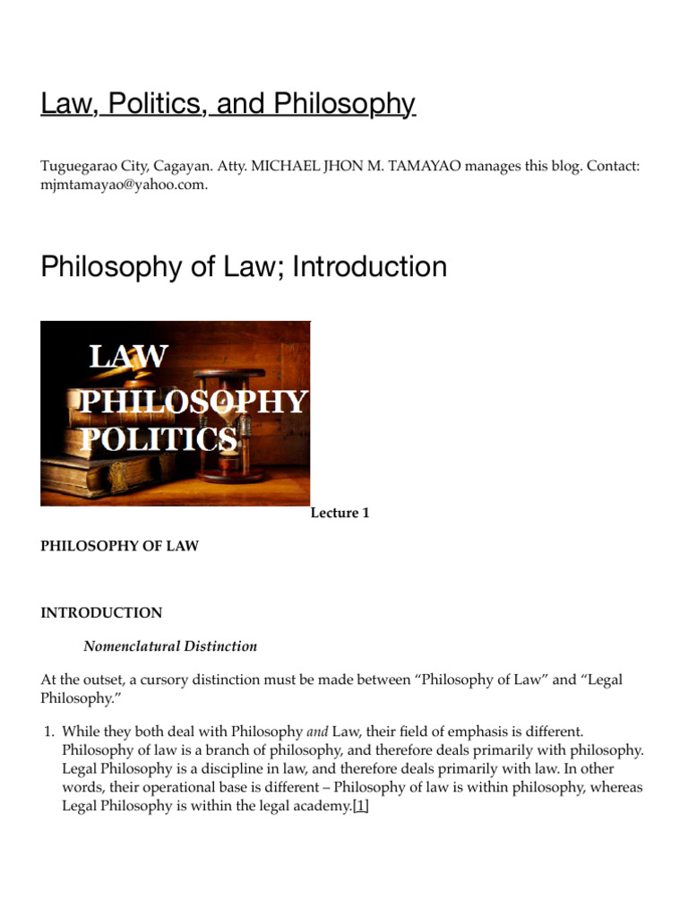 Philosophy of Law Introduction - Law, Politics, and Philosophy | PDF | Jurisprudence | Reason