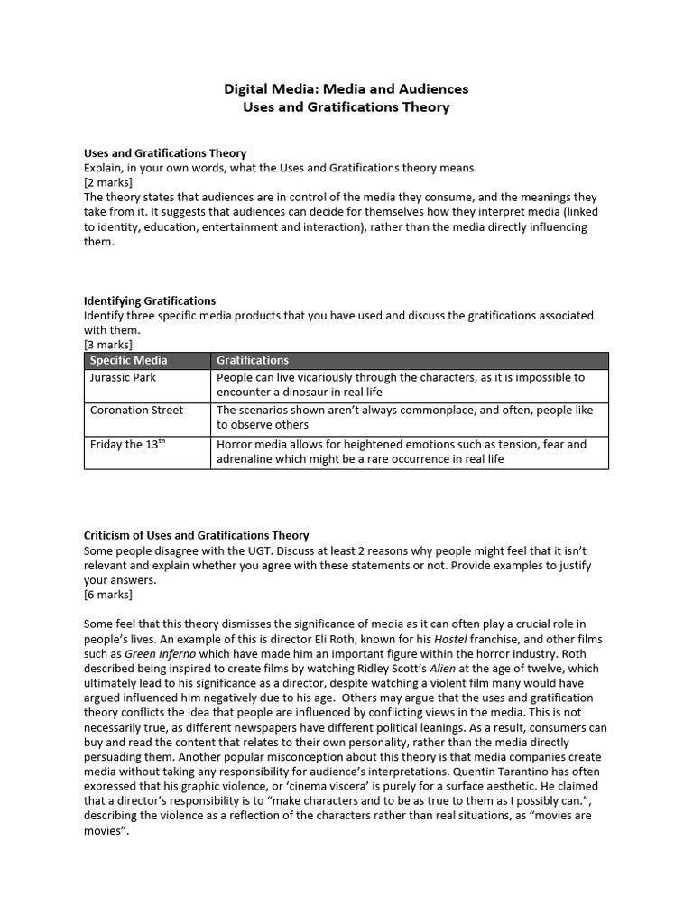 unit 1 section 6 - uses and gratifications theory | PDF | Horror Films ... unit 1 section 6 - uses and gratifications theory | PDF | Horror Films ...