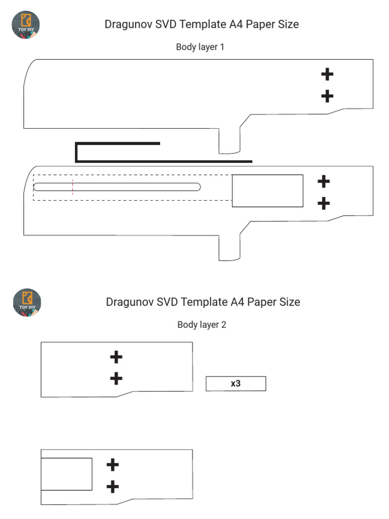 Template Dragunov SVD A4 Paper Size ToyDIY | PDF