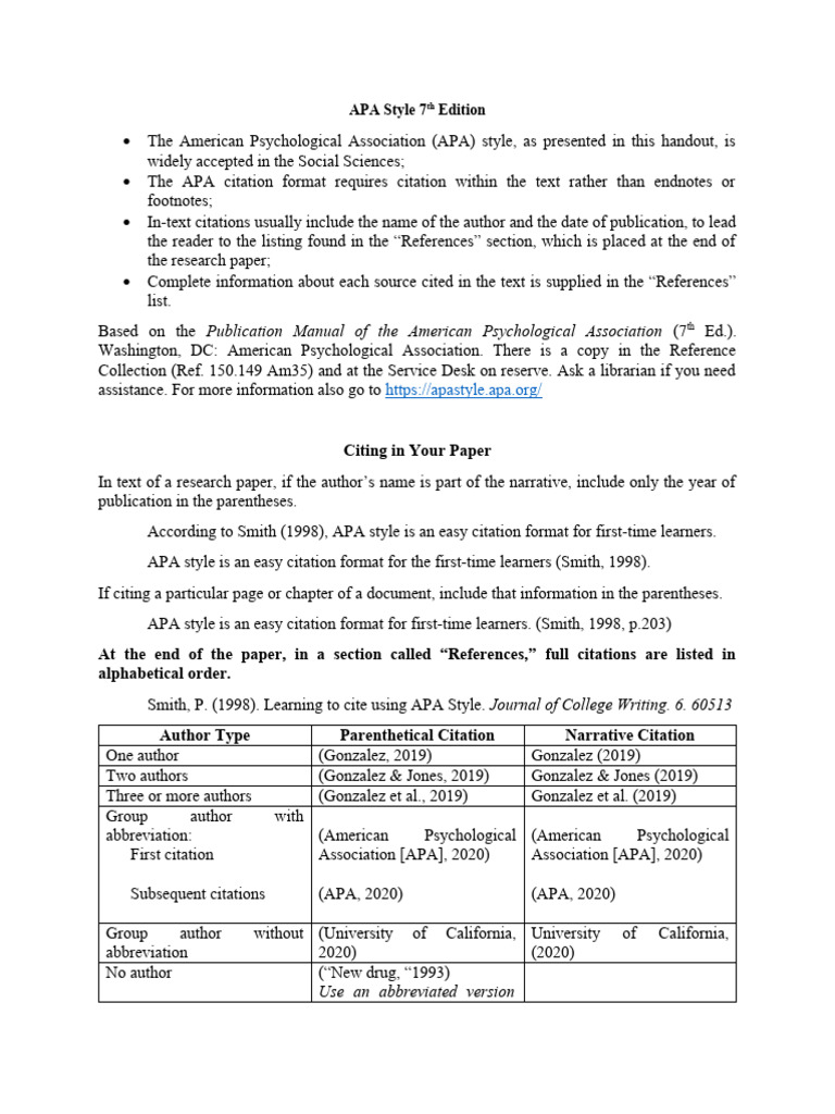 APA Style 7th Edition | Download Free PDF | Apa Style | Citation