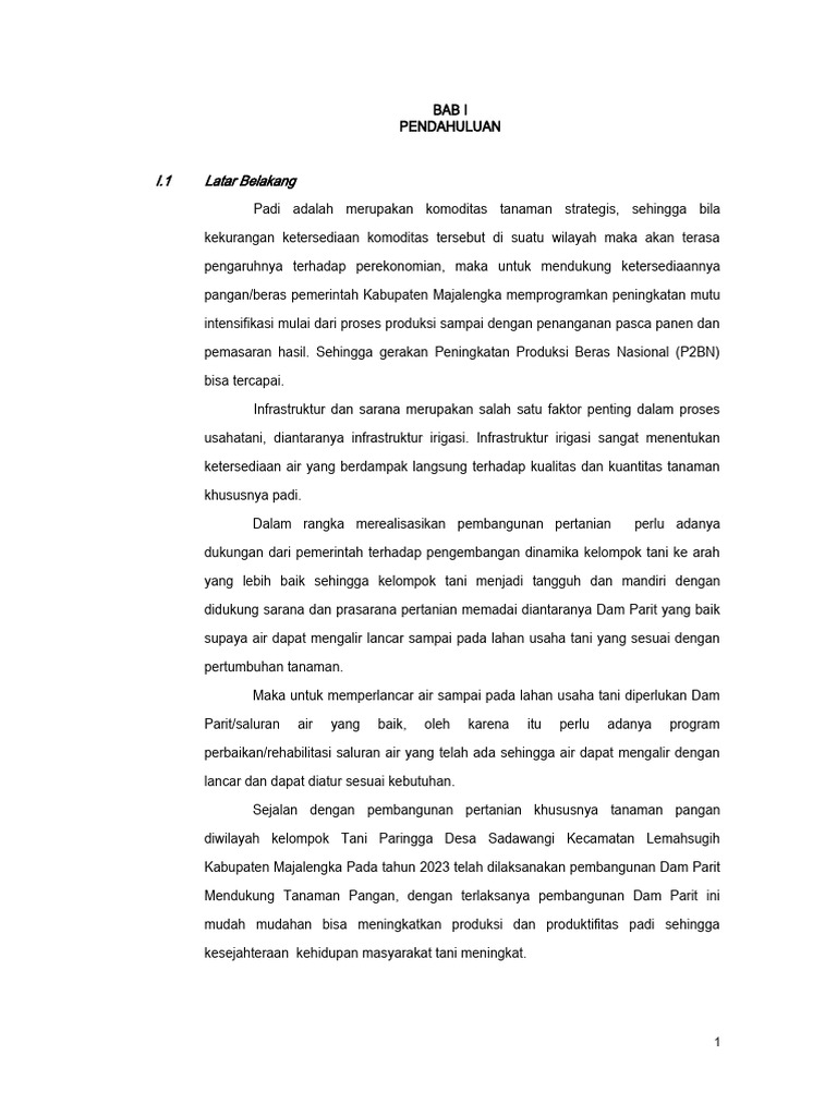 Pembangunan Dam Parit untuk Padi | PDF