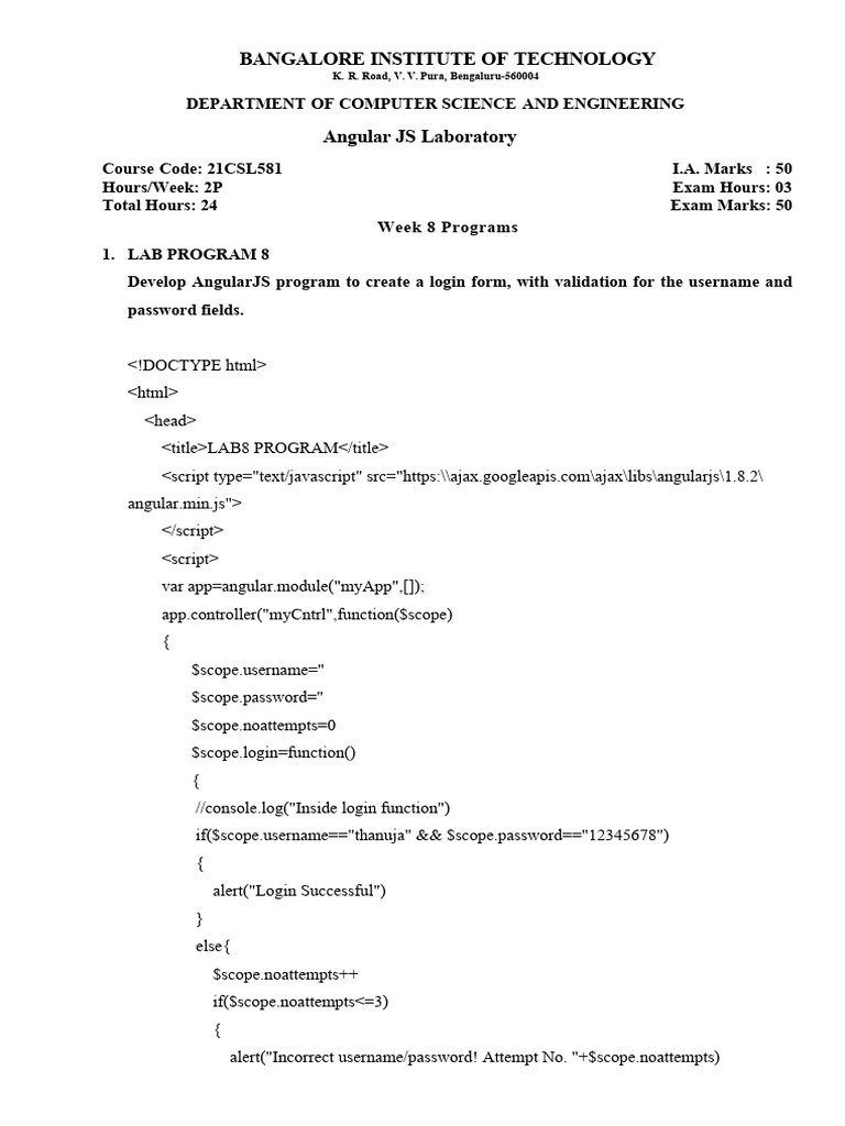 21CSL581 AJS Week 8 Programs | PDF | User (Computing) | Angular Js