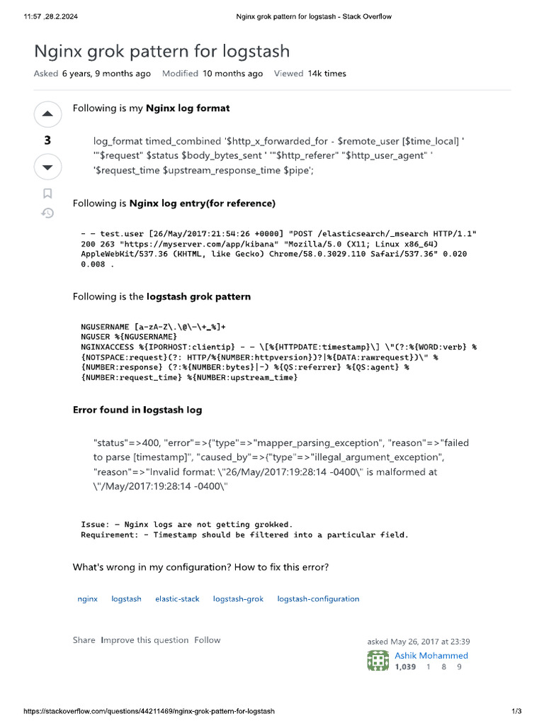 Nginx Patterns For Logstash | PDF
