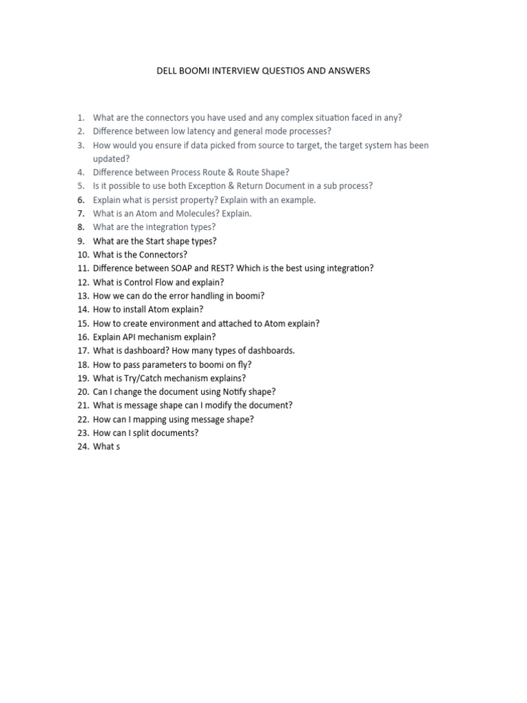 Dell Boomi Interview Questios and Answers | PDF