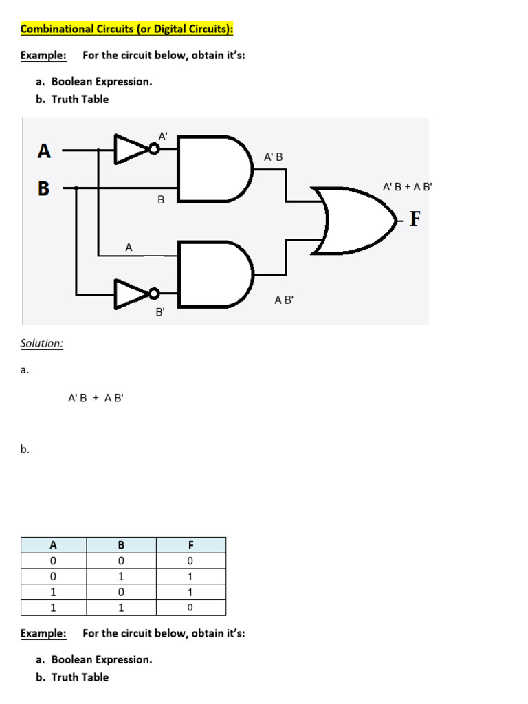 Lecture Notes - Combinational Circuits Examples | PDF | Algebra ...