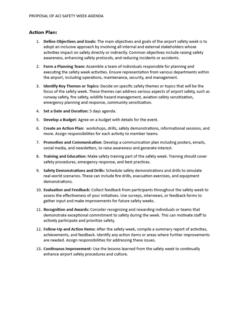 ACI Safety Week Agenda | PDF