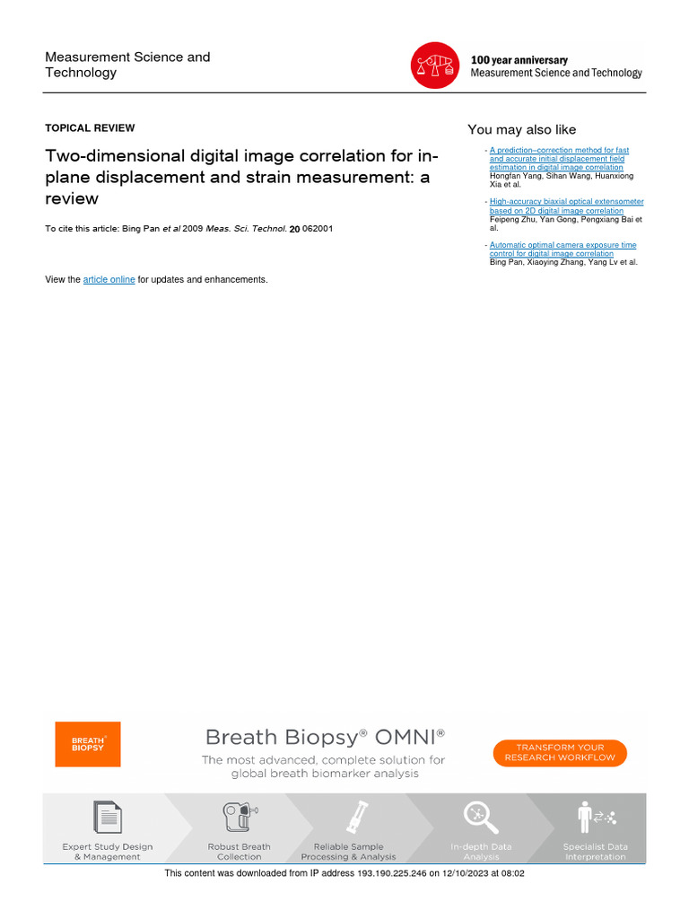 Pan Et Al. - 2009 - Two-Dimensional Digital Image Correlation For In-P | PDF | Interferometry ...