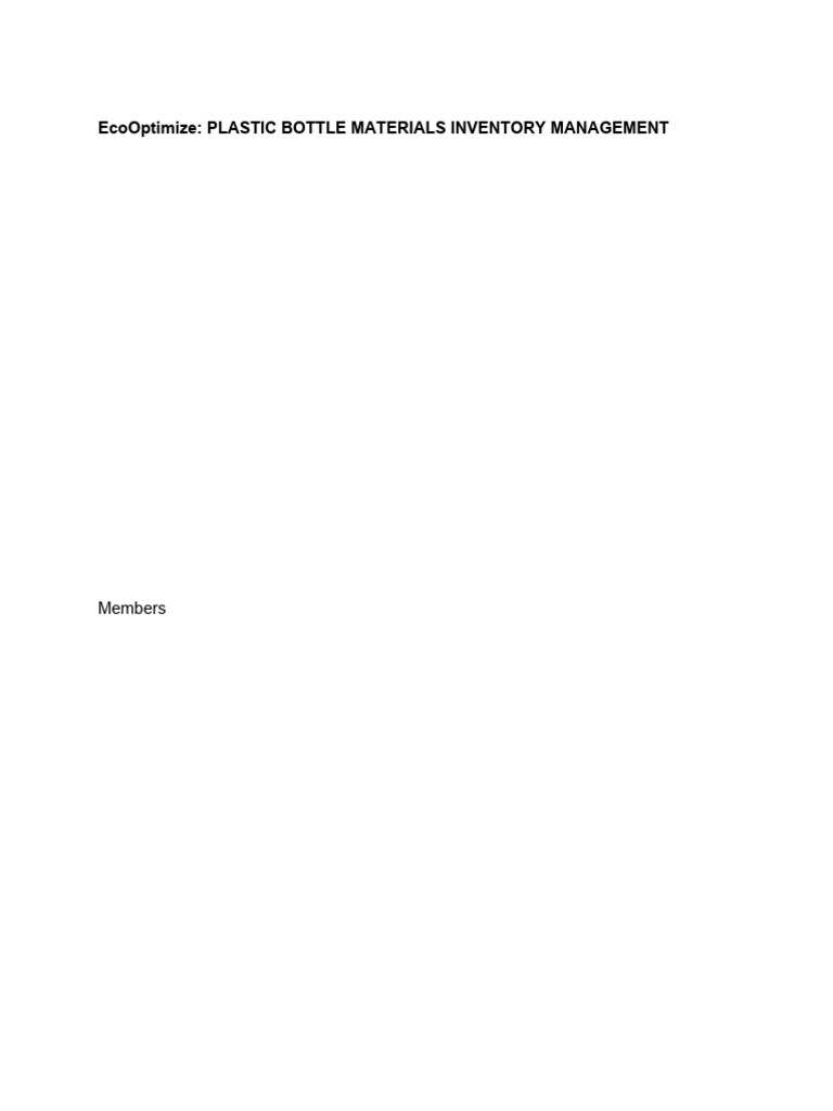 Plastic Bottle Industry Solution | PDF | Inventory | Marketing