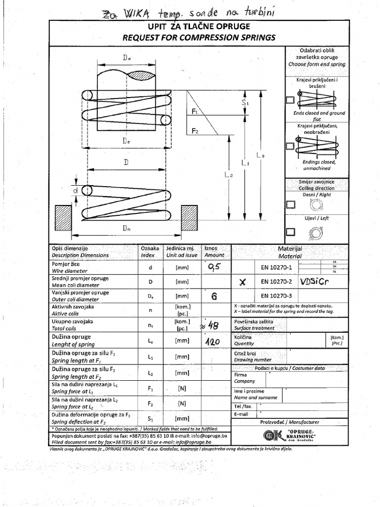 Upit Za Tlacne Opruge | PDF