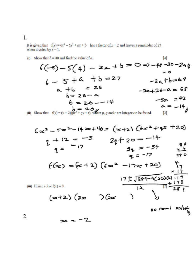 Add Maths - Factors of Polynomials Worksheet | PDF | Mathematics