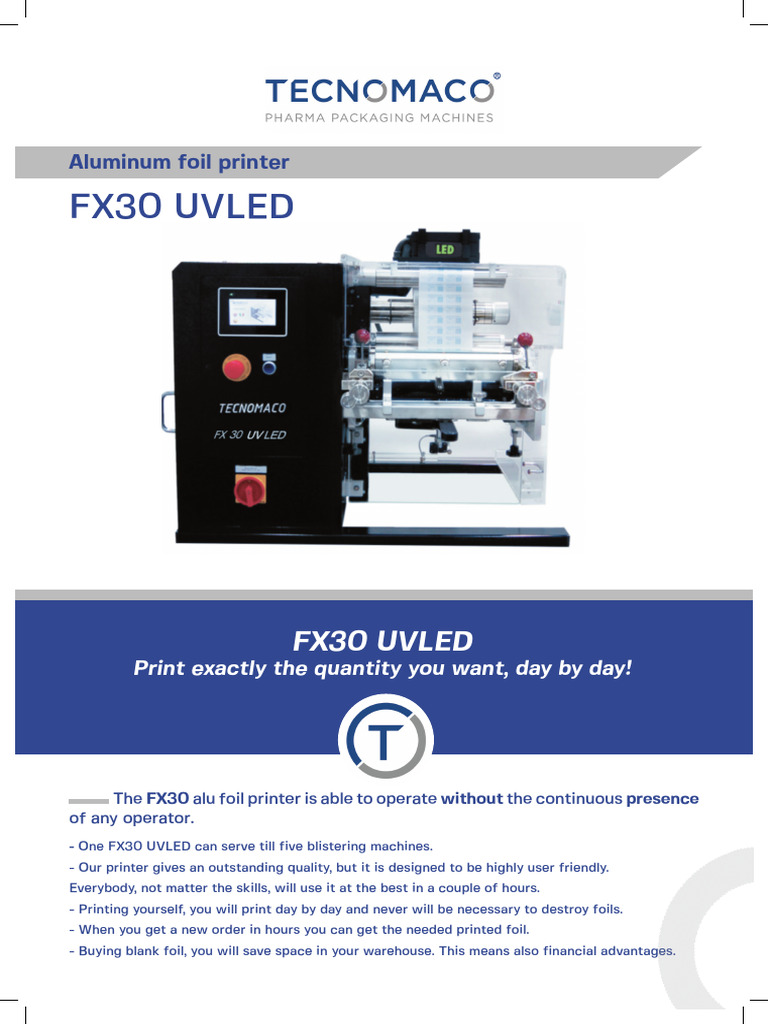 FX30 UVLED Aluminum Foil Printer | PDF | Home & Garden | Computers