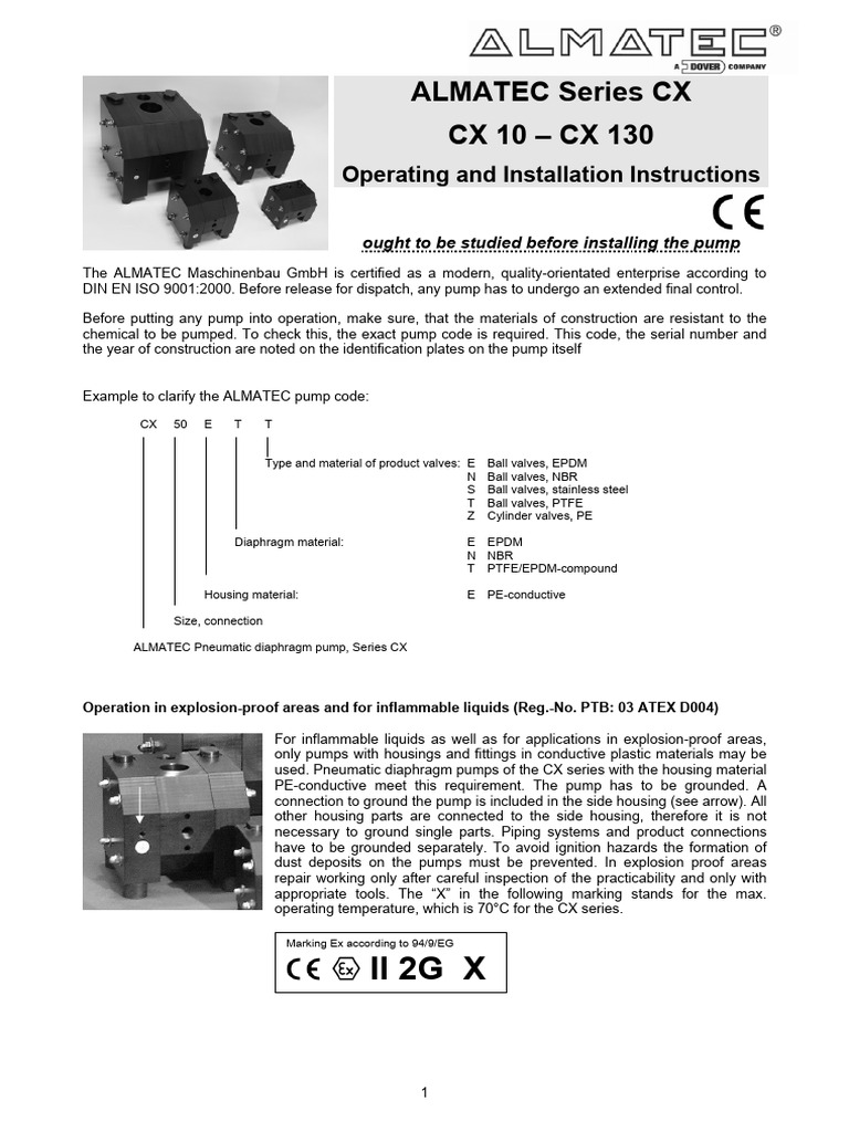Almatec Manual CX 0806l | PDF | Pump | Valve