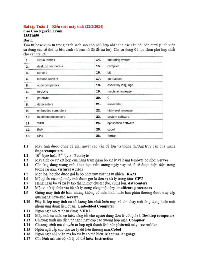 Bai Tap 1 Nguyentrinh | PDF