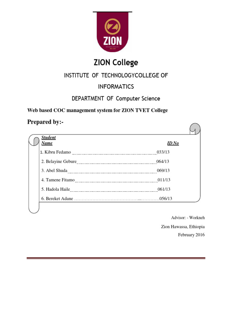 Web Based Coc 4 Tvet Zion | PDF | System | Use Case