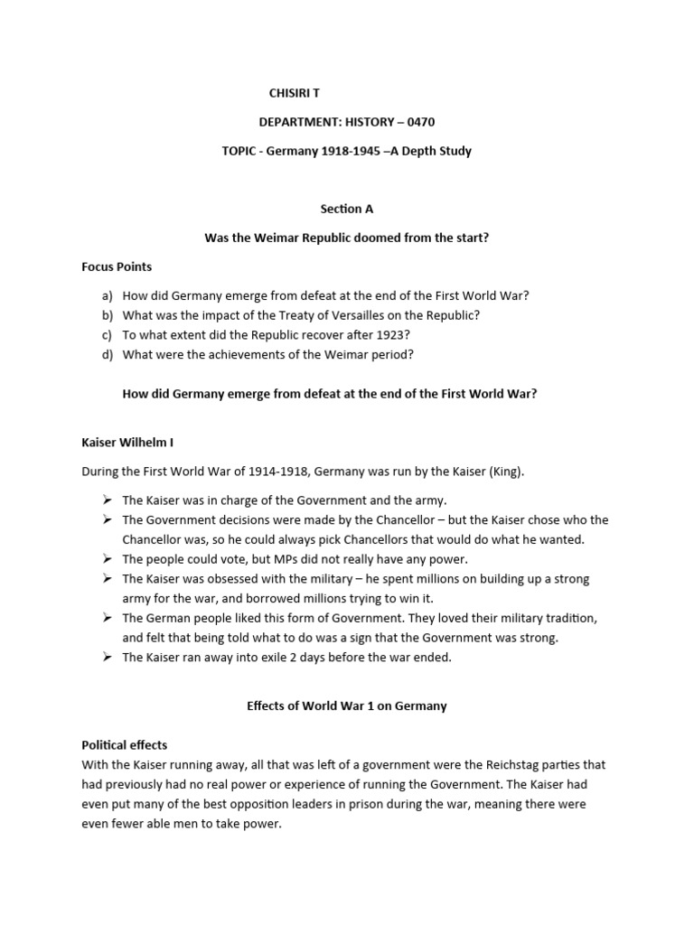 Weimar Republic: Challenges and Impact | PDF | Weimar Republic | Adolf ...