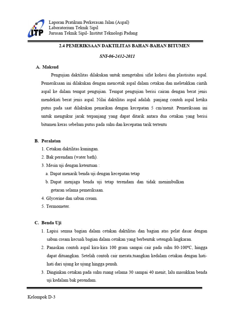Uji Daktilitas Aspal: Hasil & Analisis | PDF