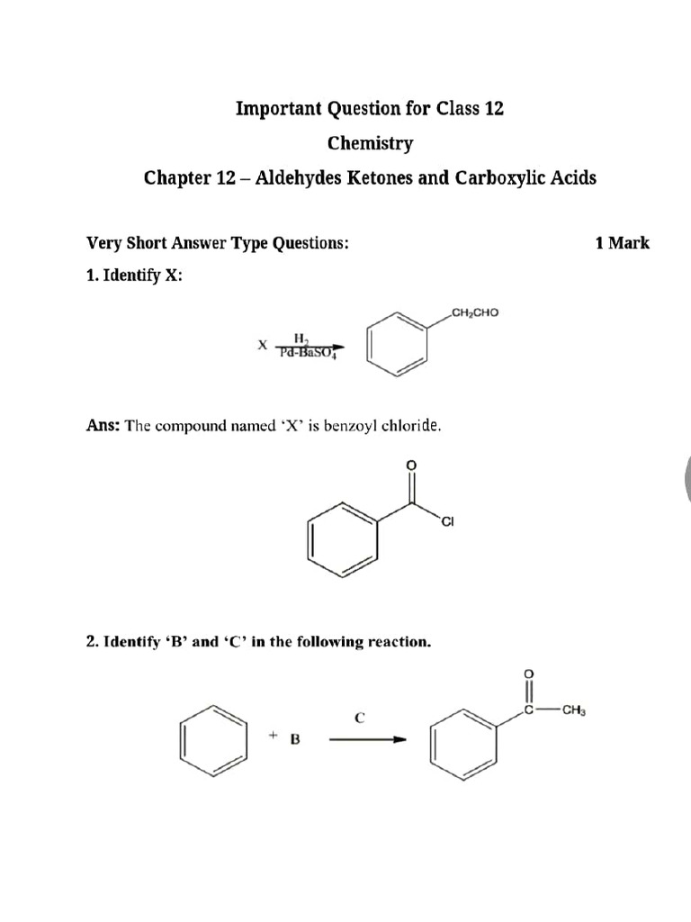 Aldehydes Chapter Important Qns | PDF