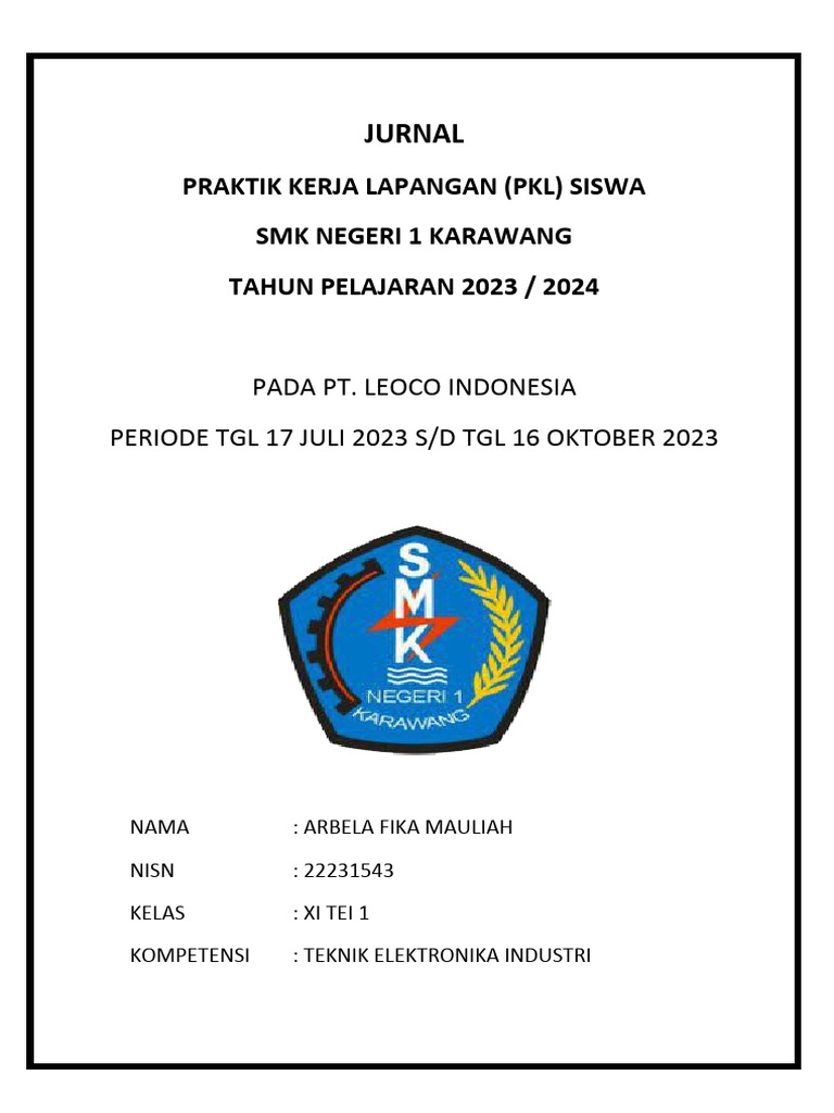 Jurnal Siswa PKL Dan Tata Cara Pembuatan Laporan New | PDF