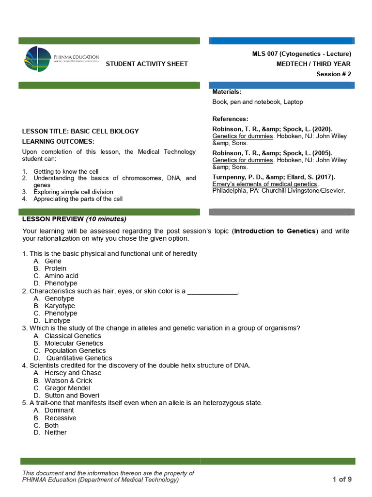 Basic Cell Biology for MedTech Students | PDF | Cell (Biology) | Ploidy