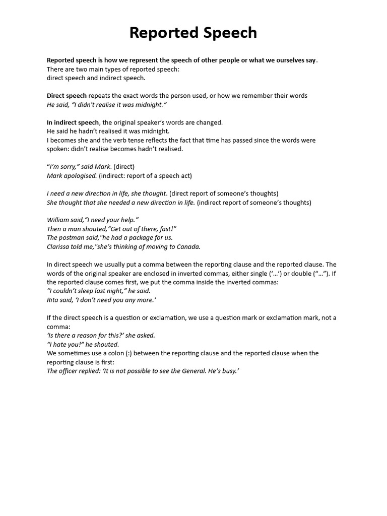 Reported Speech | PDF