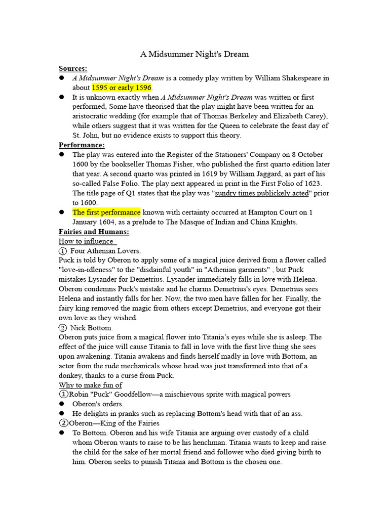 A Midsummer Night's Dream | PDF | A Midsummer Night's Dream | Fairies